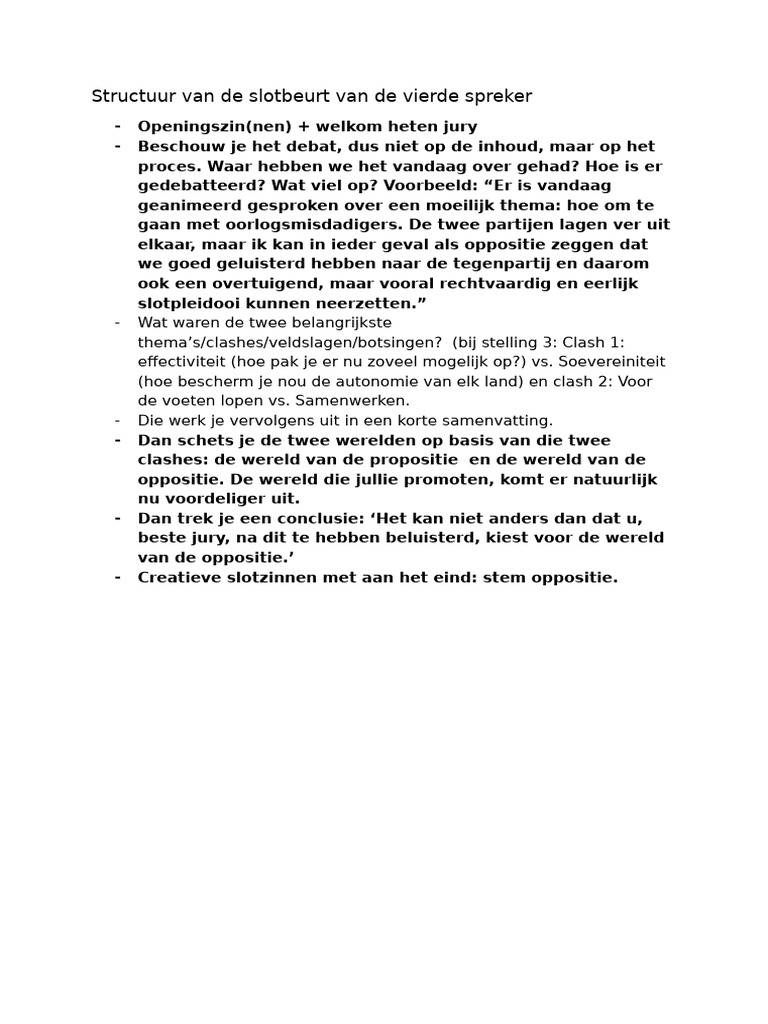 Structuur Vierde Beurt | PDF