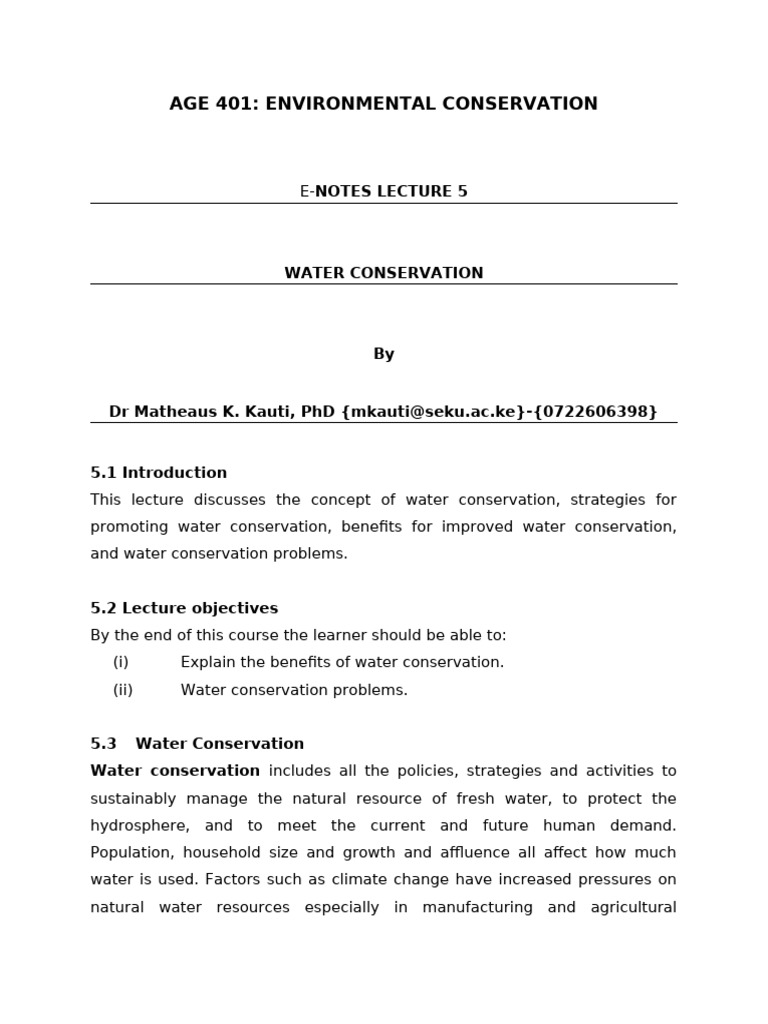 Water Conservation Strategies Explained | PDF | Water Conservation ...