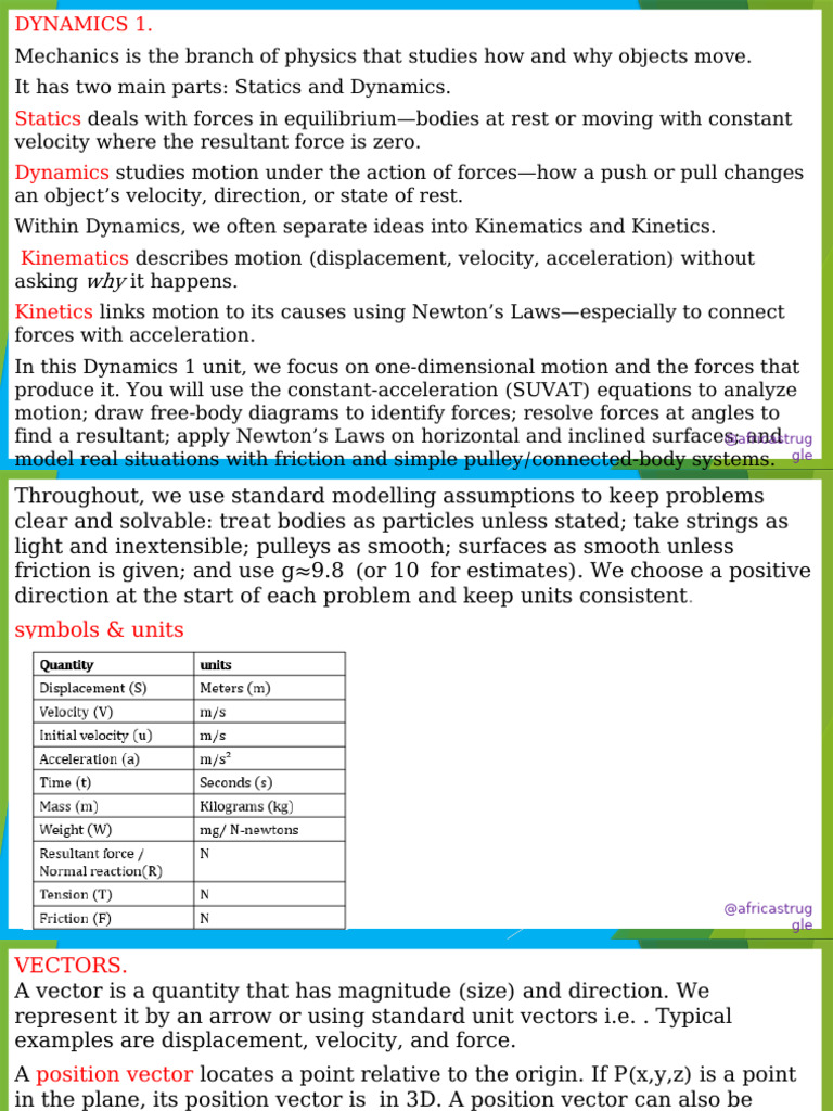 Dynamics and Vectors in Physics | PDF | Euclidean Vector | Kinematics