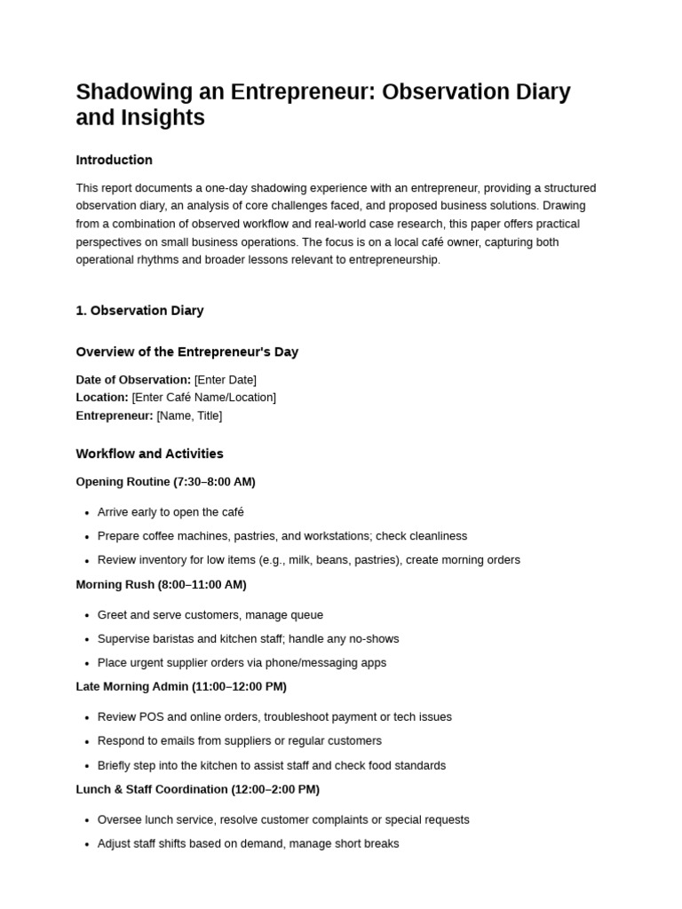 Insights from Shadowing a Café Owner | PDF | Point Of Sale | Employee ...