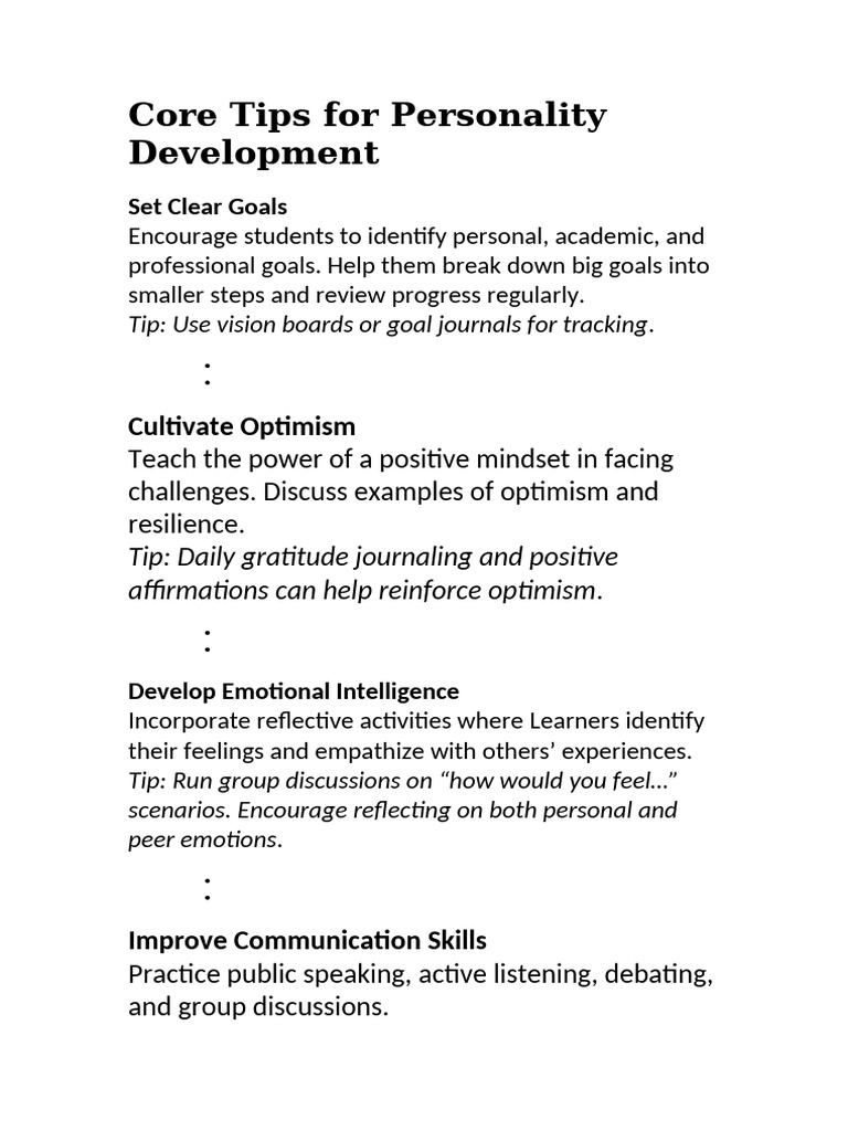 Core Tips For Personality Development | PDF | Empathy | Leadership