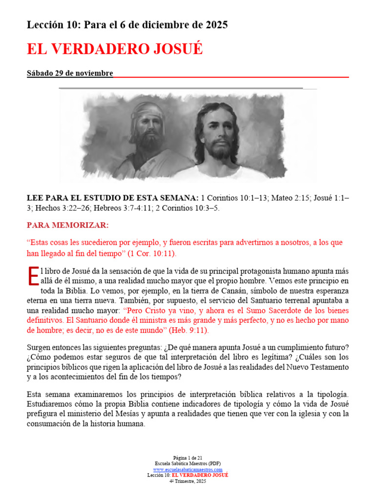 Tipología Bíblica: El Verdadero Josué | PDF | Cristo (título) | Moisés