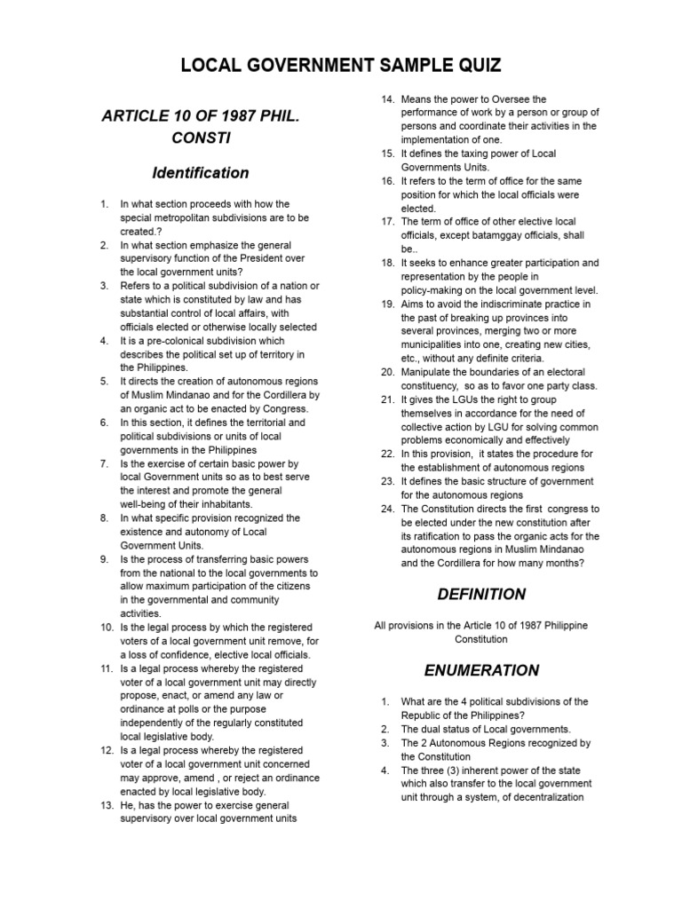 Local Gov Reviewer | PDF | Government | Justice