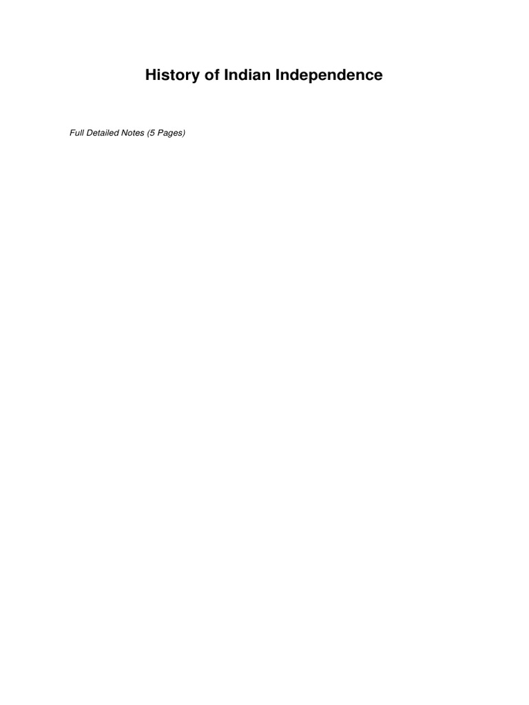 Comprehensive Guide to Indian Independence | PDF