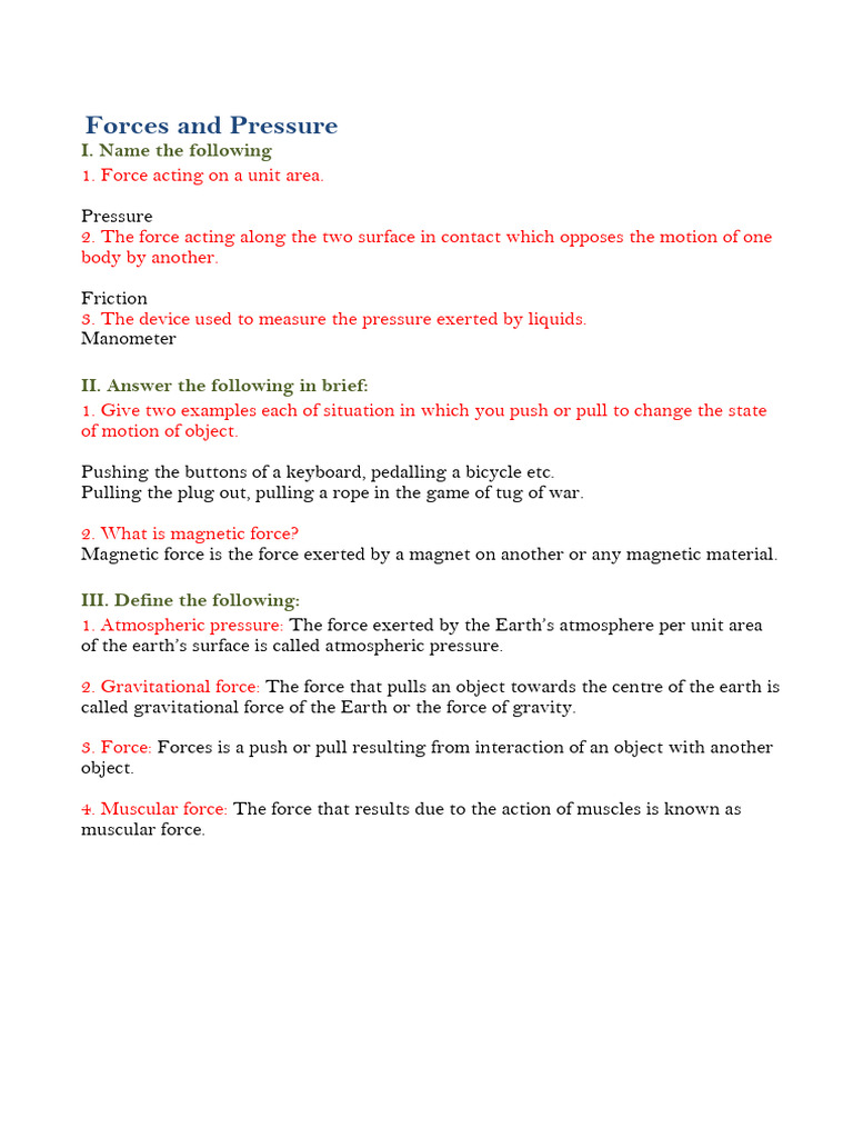 Forces and Pressure Explained | PDF | Force | Pressure