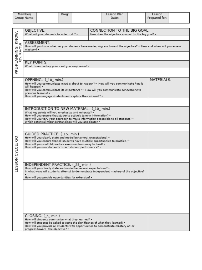 5 Step-Lesson-Plan-Template | PDF | Lesson Plan | Learning