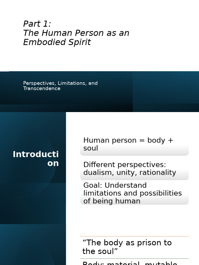 The Human Person As An Embodied Spirit | PDF | Soul | Natural Environment