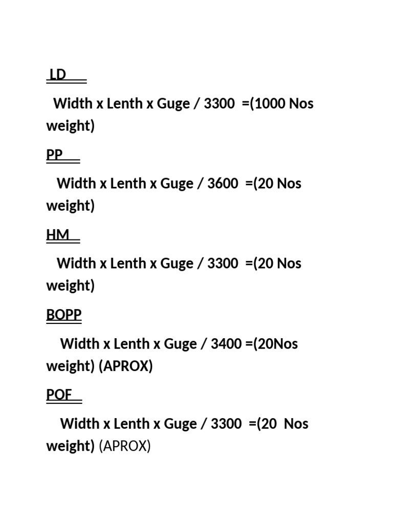 Material Weight Calculations Guide | PDF