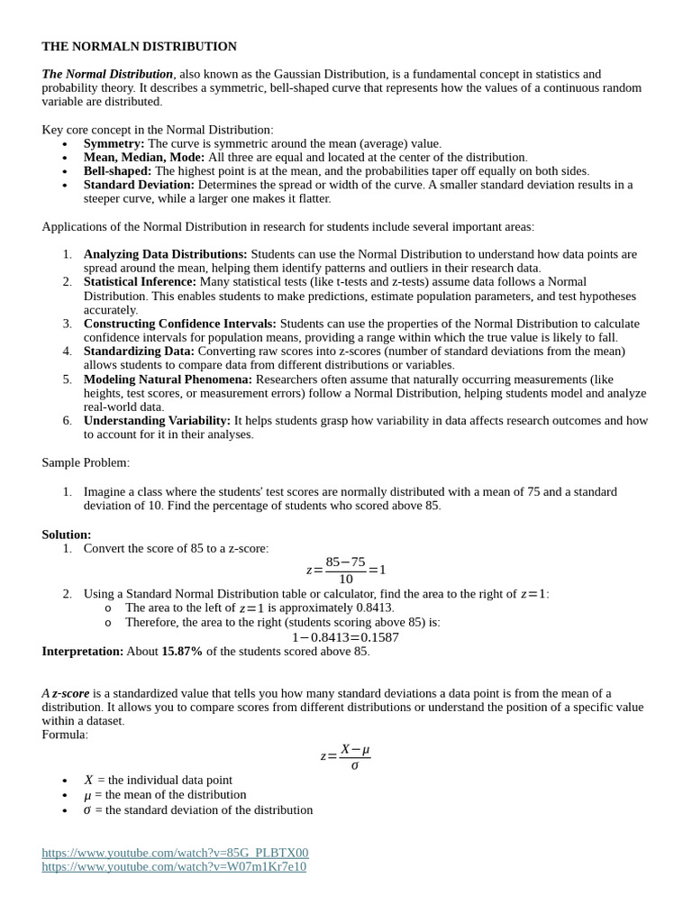 Understanding the Normal Distribution | PDF | Normal Distribution ...