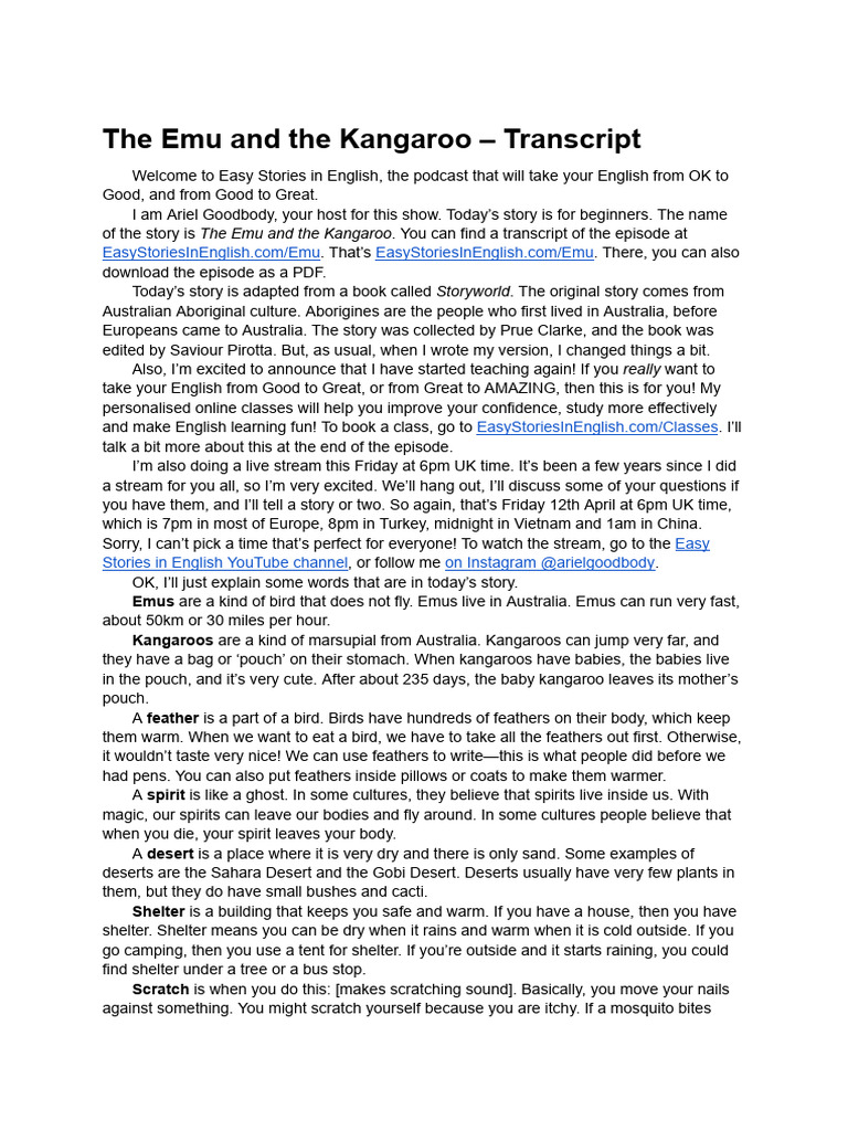 TRANSCRIPT-The-Emu-and-the-Kangaroo | PDF | Desert