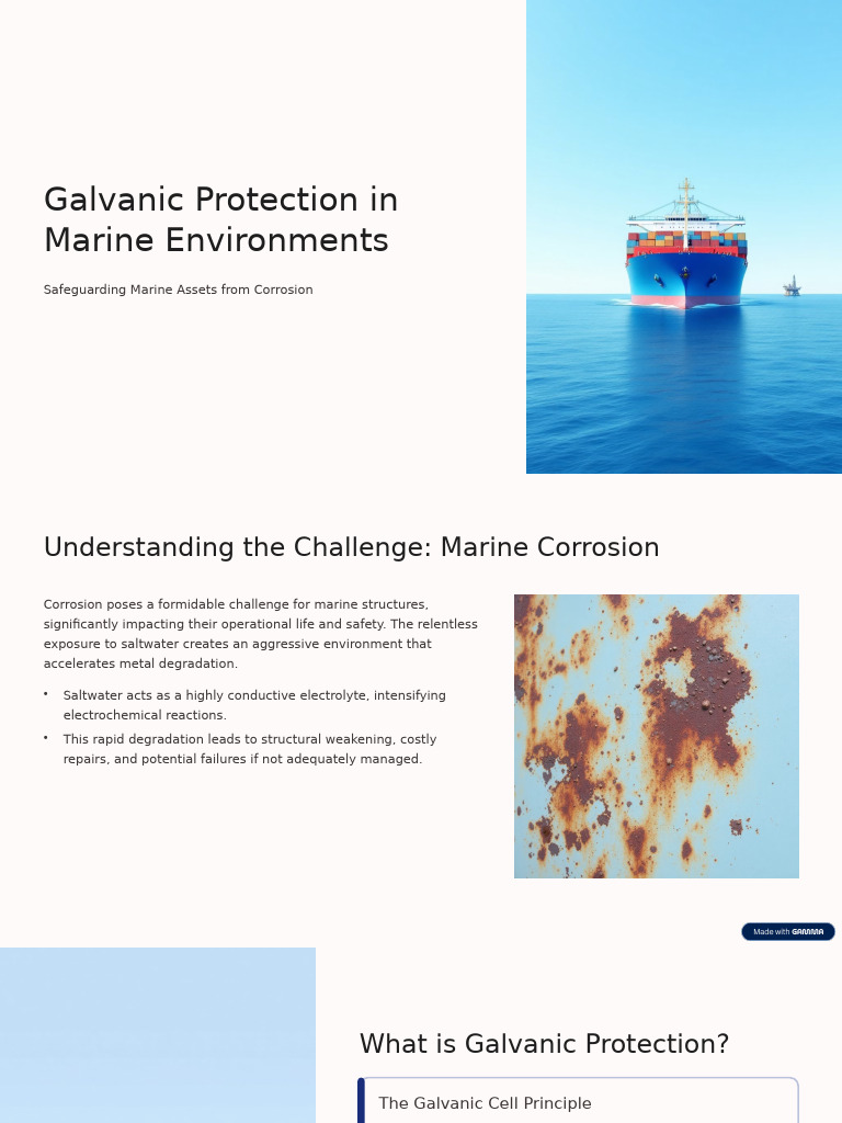Galvanic Protection in Marine Environments | PDF | Corrosion | Anode