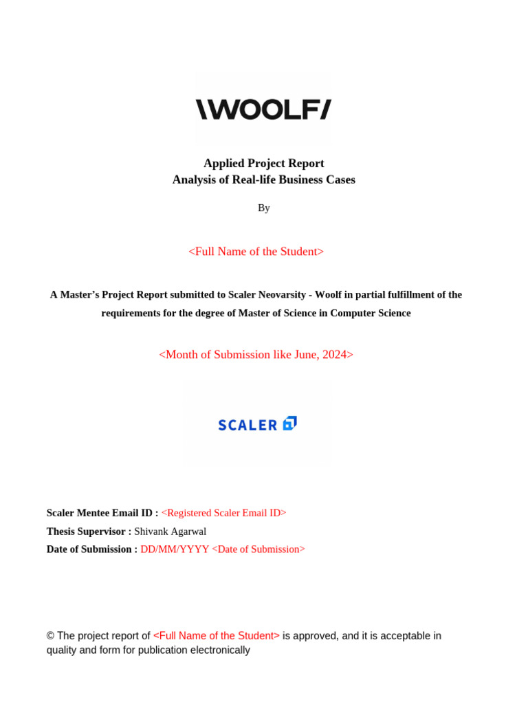 Scaler Neovarsity _ DSML Project Report Template | PDF