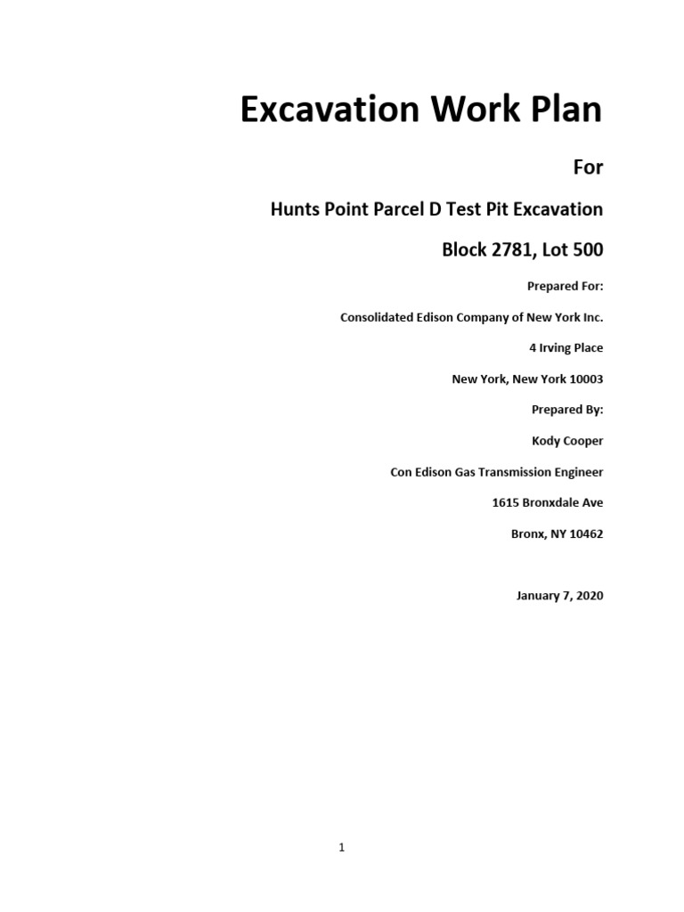 Work Plan.bcp.C203100.2020!01!21.Excavation Work Plan | PDF ...