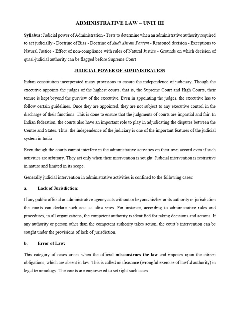 Administrative Law - Unit III | PDF | Tribunal | Administrative Law