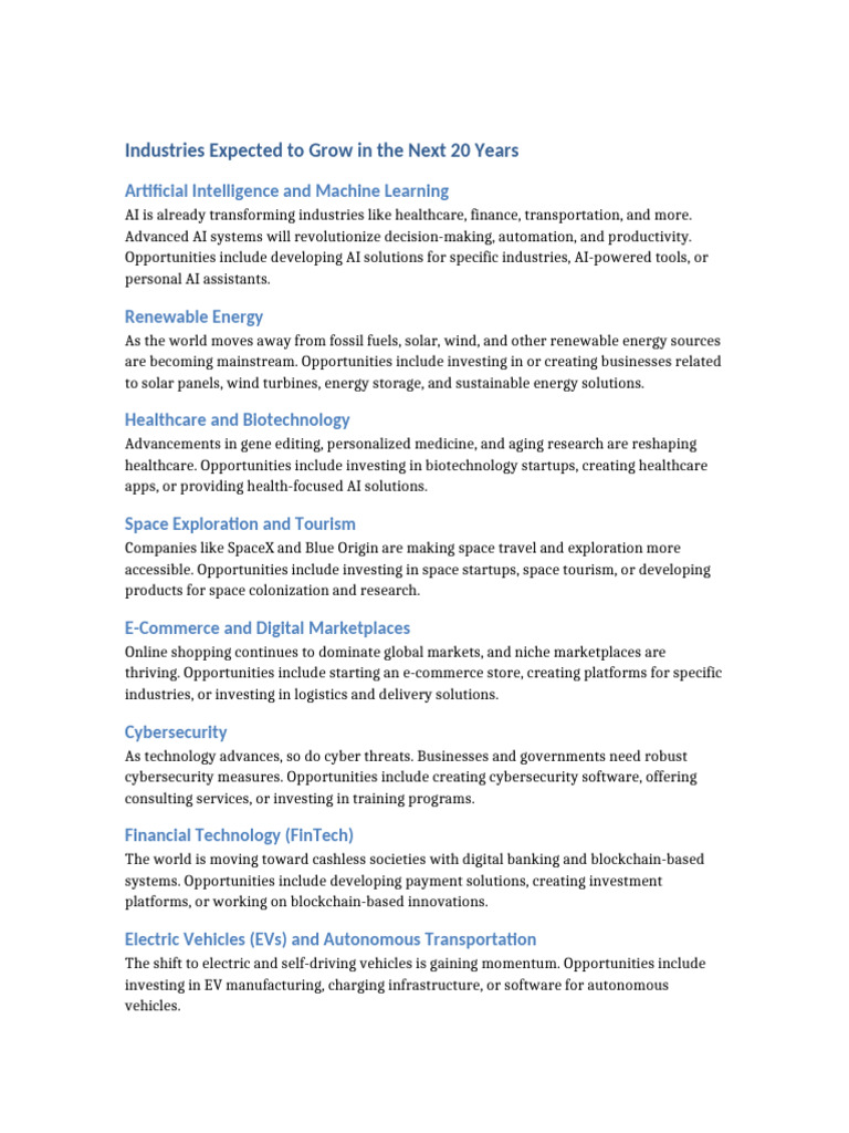 Industries To Grow Next 20 Years | PDF | Internet Of Things ...