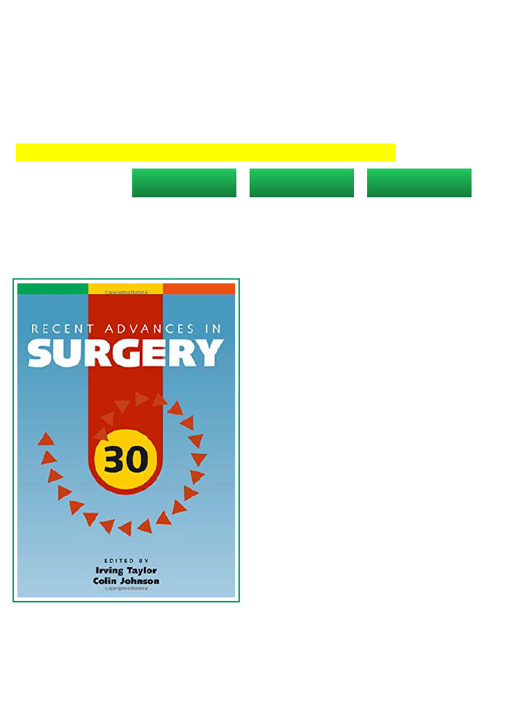 Recent Advances in Surgery 30 30th Edition Irving Taylor: Mirror Link ...
