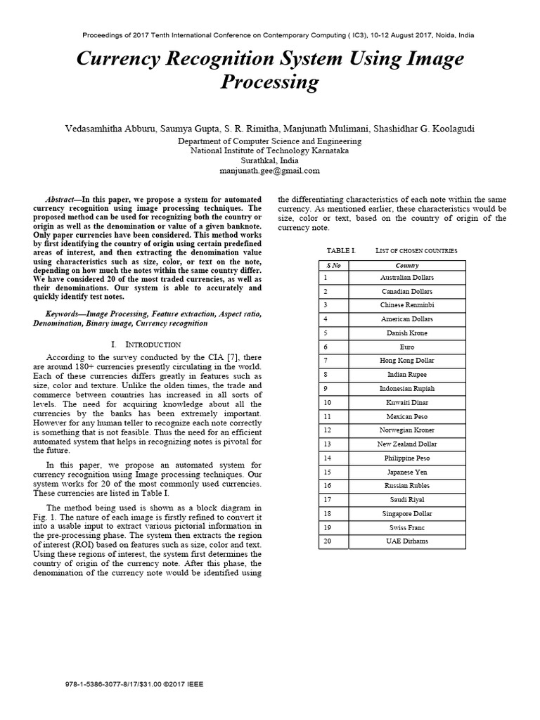 Currency in Image Processing | PDF | Denomination (Currency) | Currency
