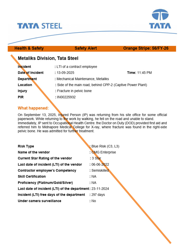 Safety Alert: Contract Employee LTI Report | PDF