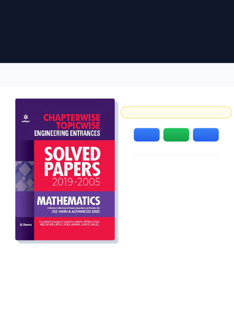Mathematics IIT JEE 2005 2019 Engineering Solved Papers Topic Wise ...