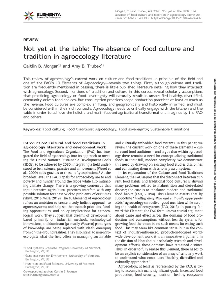Not Yet at The Table: The Absence of Food Culture and Tradition in ...