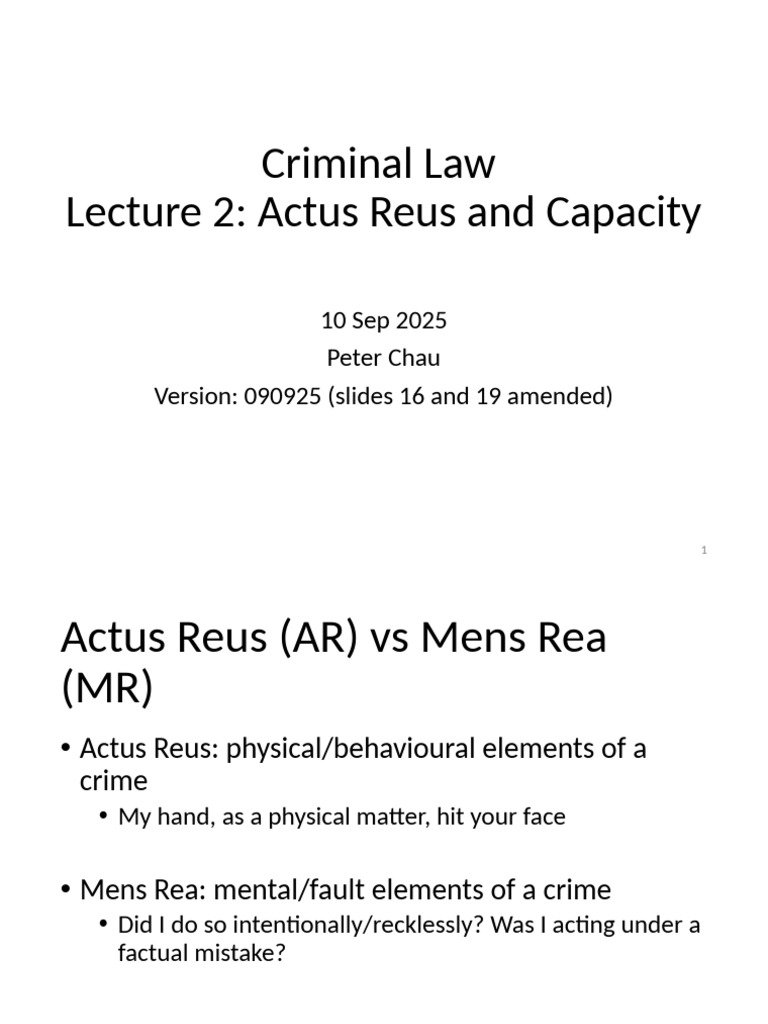 Criminal Law 2025-26 Lecture 2 090925 Revised 1943 | PDF | Mens Rea ...