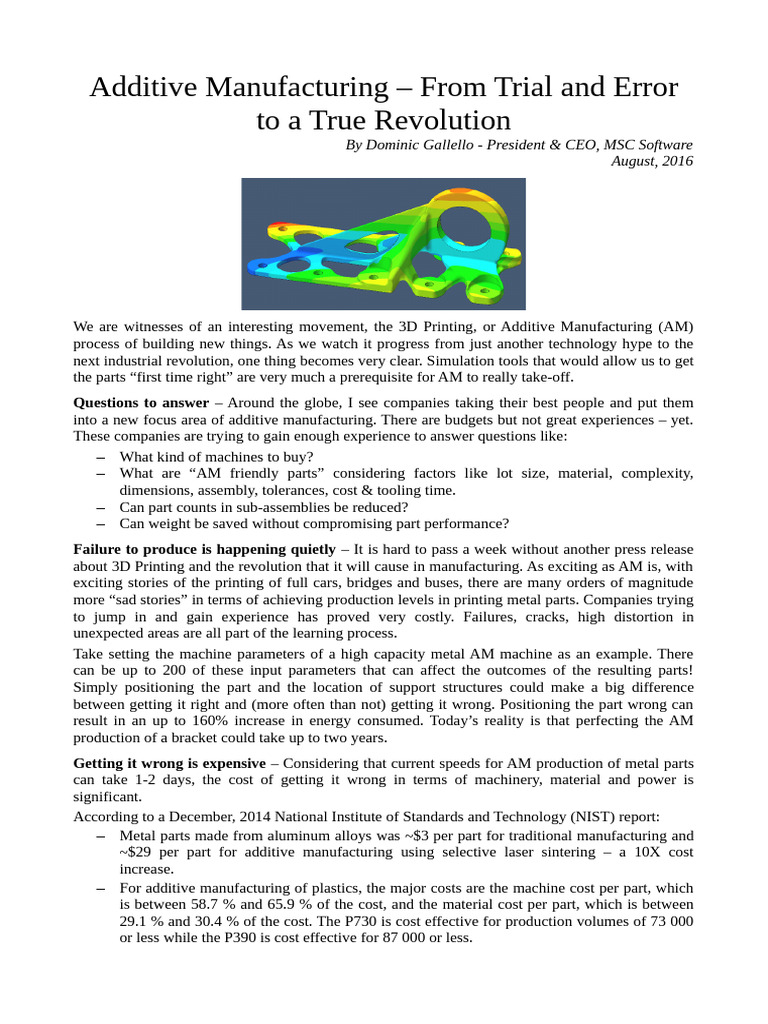 Additive Manufacturing: Key to Success | PDF | 3 D Printing | Simulation