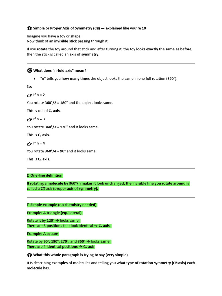 ? Simple or Proper Axis of Symmetry | PDF | Rotation | Cartesian ...