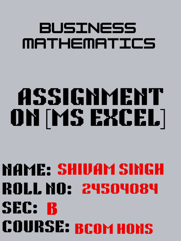 Business Mathematics: Assignment On (Ms Excel) | PDF