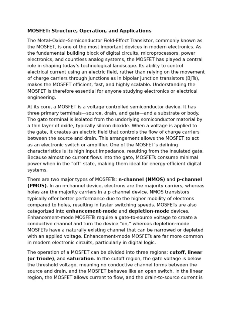 Mosfet | PDF | Mosfet | Field Effect Transistor