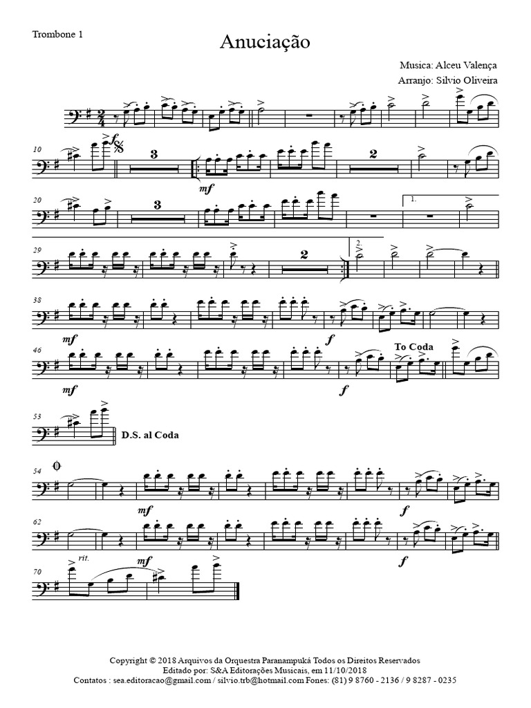 Arrangements de Trombone pour Alceu Valença | PDF