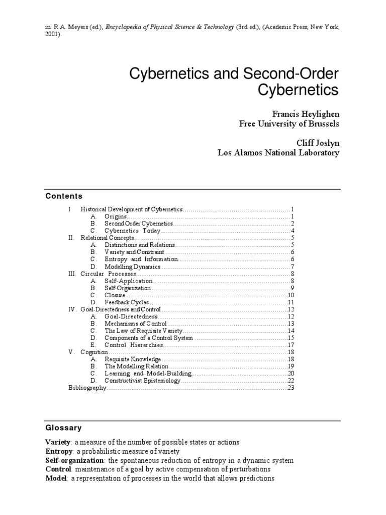 Cybernetics: History and Concepts Explained | PDF