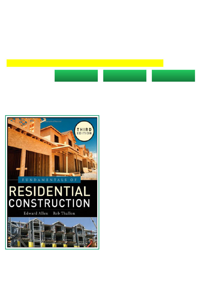Fundamentals of Residential Construction Third Edition Edward Allen Full Chapters Included | PDF ...