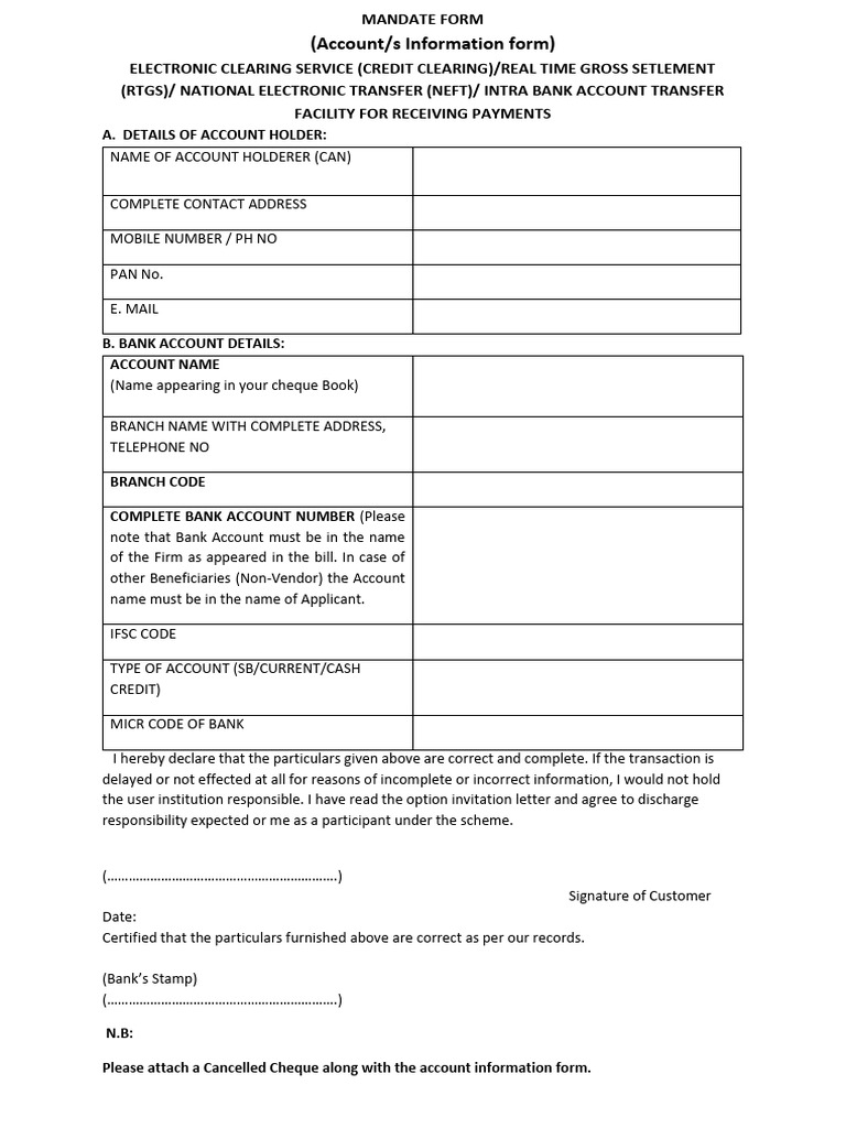 Electronic Payment Mandate Form | PDF