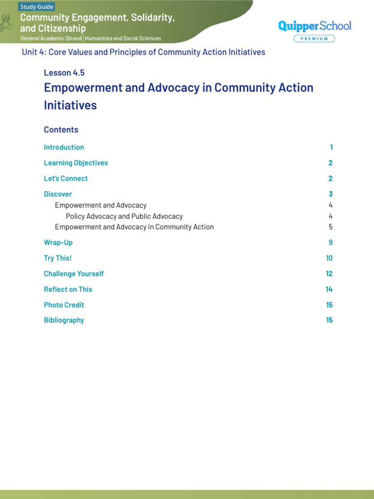 Empowerment and Advocacy in Community Action | PDF | Empowerment ...