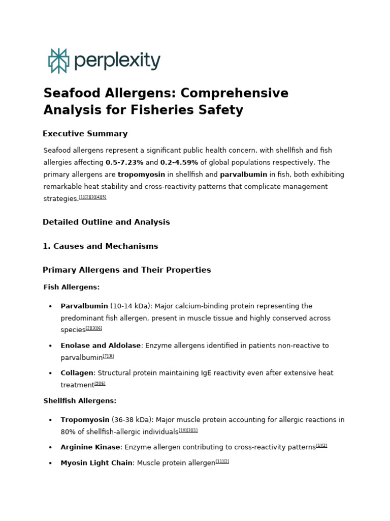 Seafood Allergens - Comprehensive Analysis For Fish | PDF | Allergen ...
