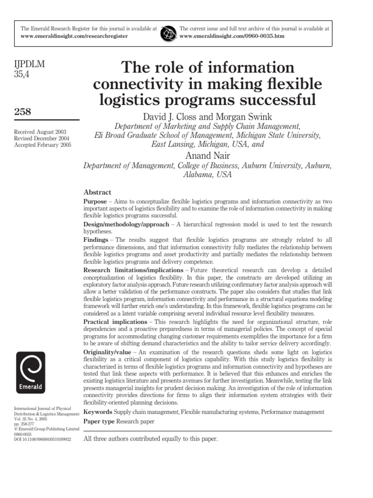 SSRN 986220 | PDF | Logistics | Supply Chain