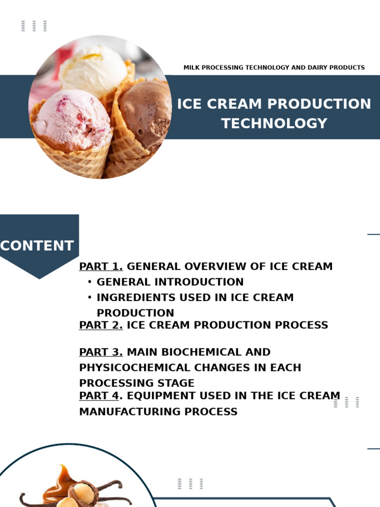 Ice Cream Production Technology Guide | PDF | Emulsion | Ice Cream