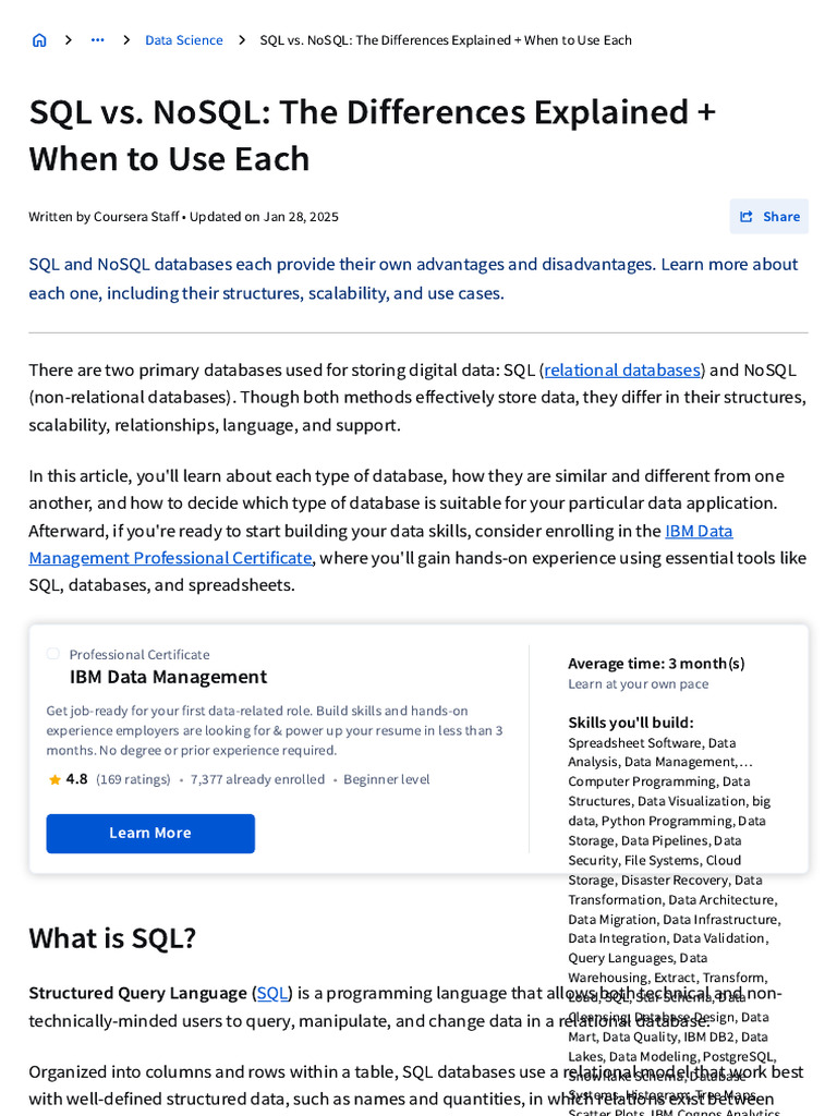 SQL vs NoSQL: Key Differences Explained | PDF | No Sql | Databases