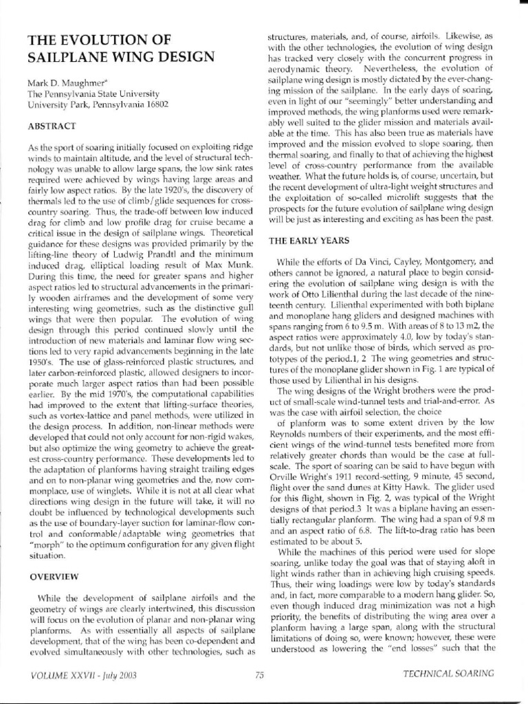 The Evolution of Sailplane Wing Design | PDF | Glider (Sailplane) | Gliding