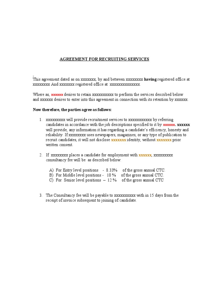 Recruitment Services Agreement Template | PDF