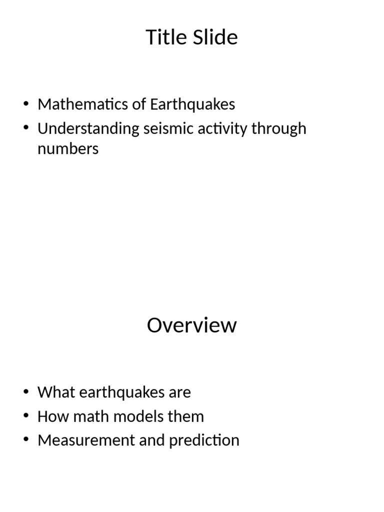 Mathematics of Earthquakes Presentation | PDF
