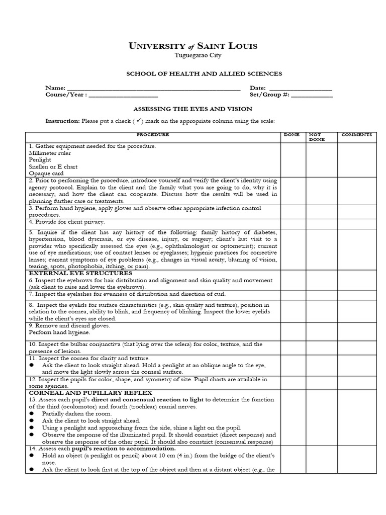 Checklist Eyes Neck Module 2 | PDF | Human Nose | Sensory Organs
