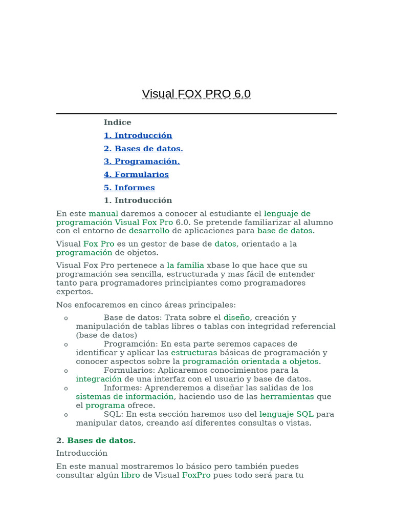Guía Completa de Visual FoxPro 6.0 | PDF | Objeto (informática) | Botón ...