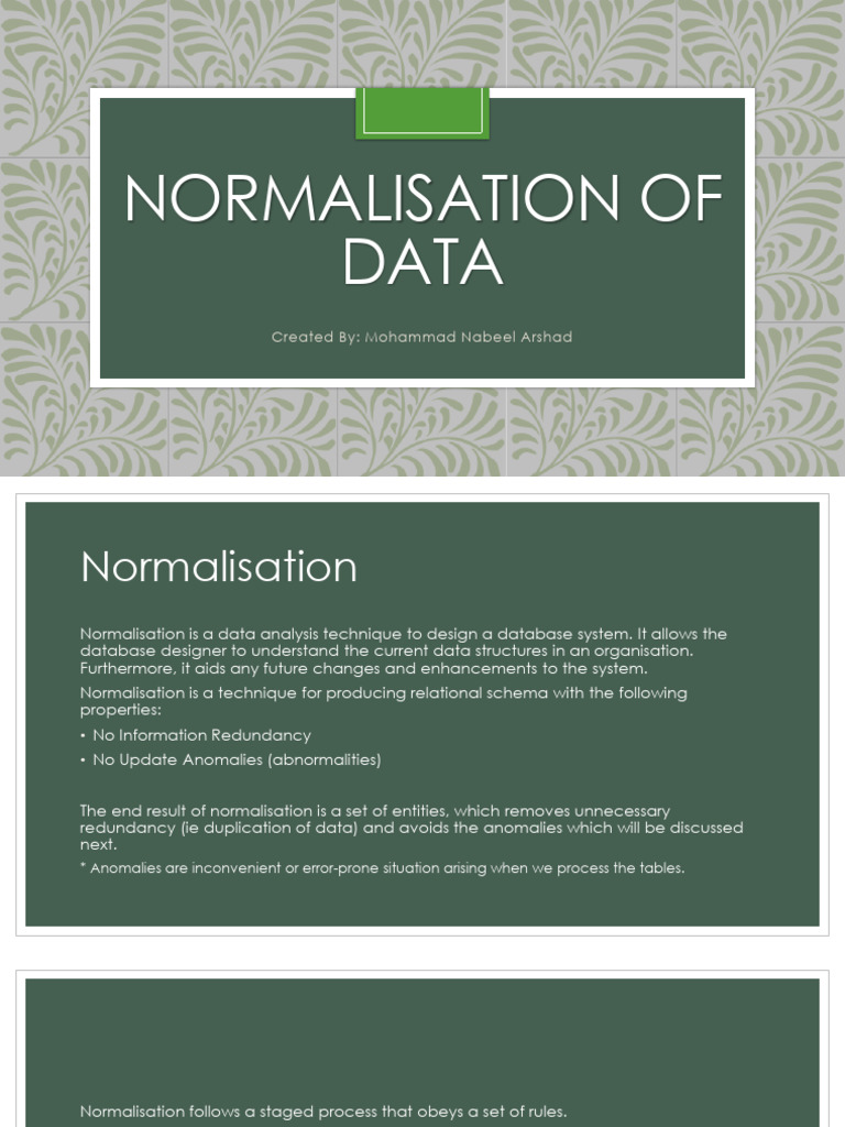 Normalisation of Data With Example | PDF | Information Technology ...