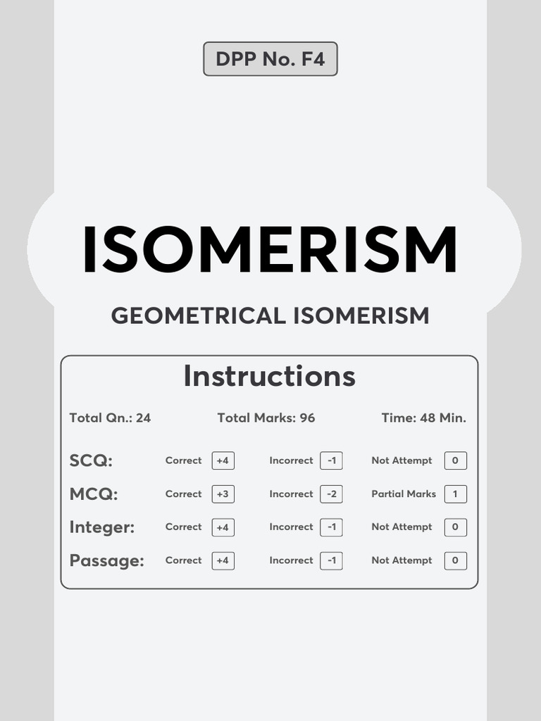 Geometrical Isomerism F 4 | PDF | Isomer | Stereochemistry