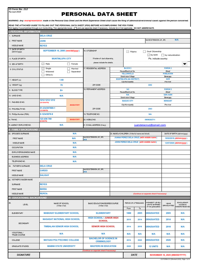 Pds CSC Revised 2025 Sample | PDF | Government And Personhood | Justice