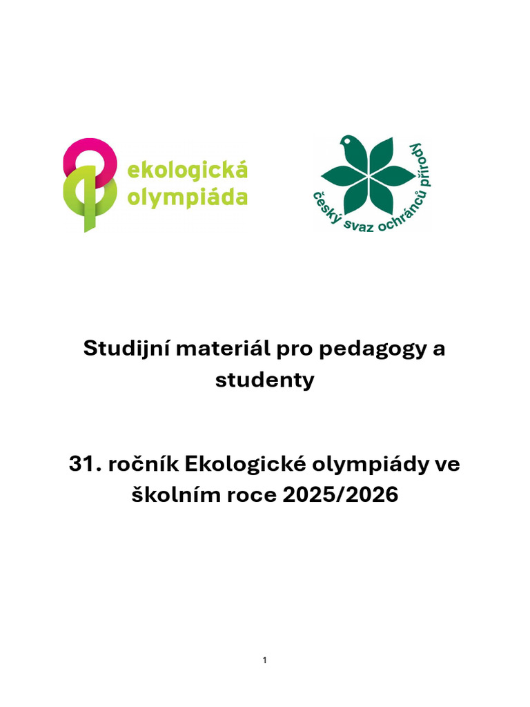 Metodika Pro 31. Rocnik Ekologicke Olympiady | PDF
