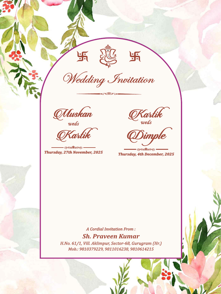 Muskan Weds Kartik & Kartik Weds Dimple (SSC - 2212) | PDF