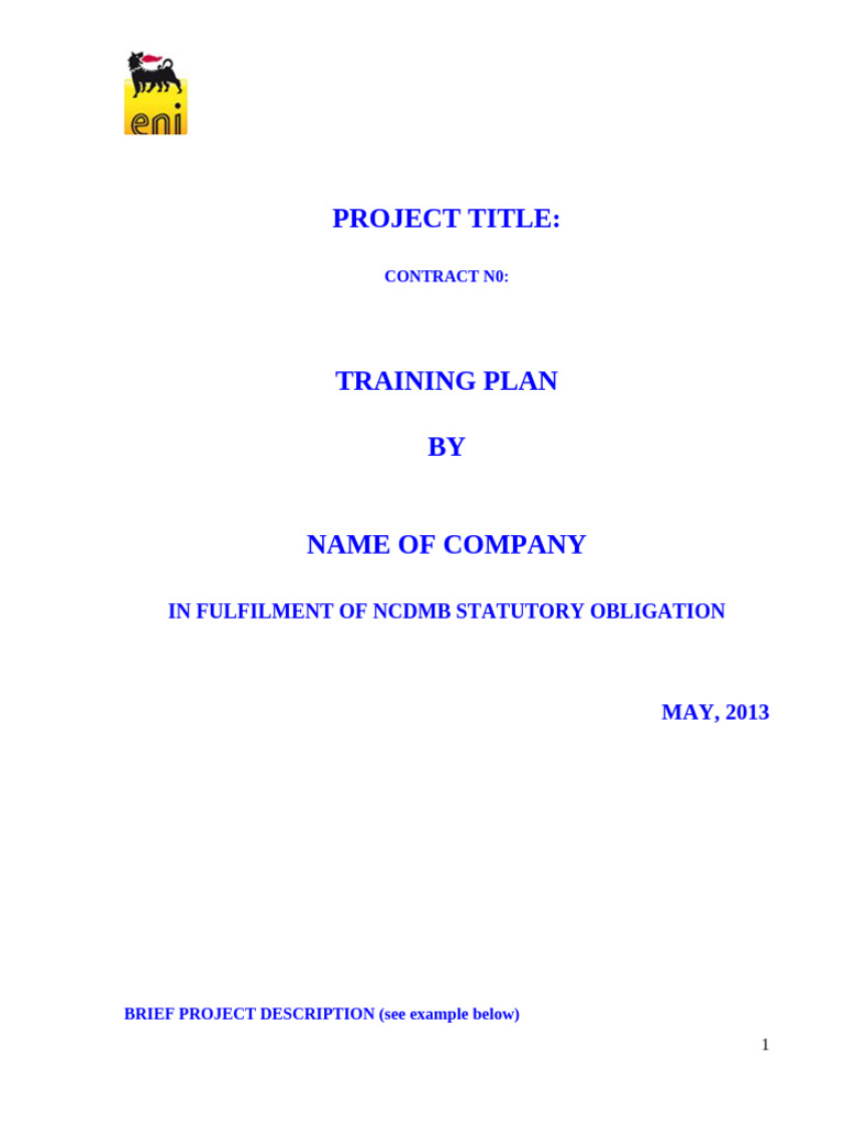 Training Plan - A Sample For NCD Doc-00 (2) 22-5-13 Rev 01 | PDF