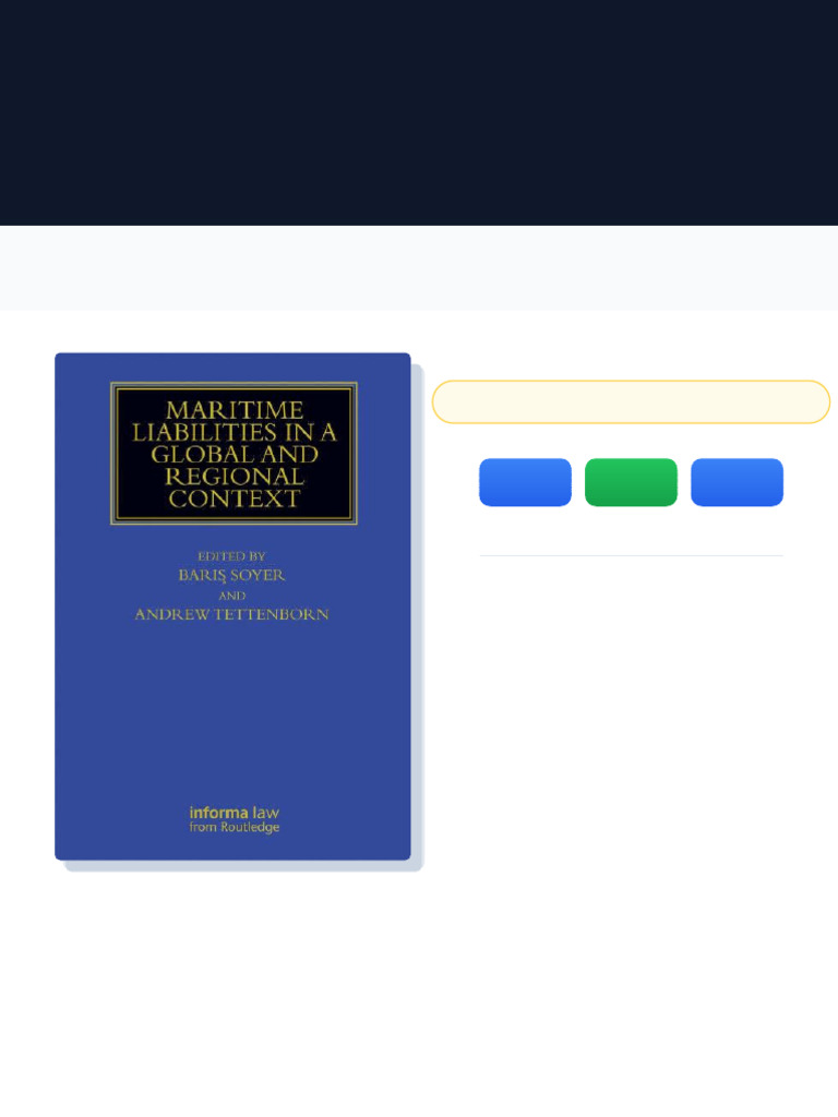 Maritime Liabilities in a Global and Regional Context 2nd Edition Baris ...